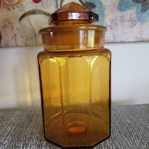 Vintage | Kitchen | Vtg 6s Le Smith Glass Co 0 Panel Amber Approx 10 Canister Cookie Flour Jar ...